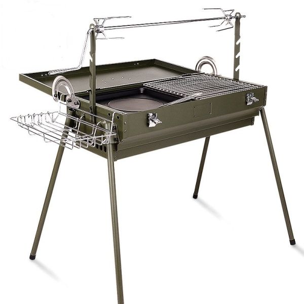Quality Chrome Plated Rotating Skewer Suitcase Grill Perfect for Camping and Outdoor Cooking for sale