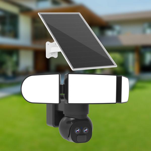 Quality 18650 Battery 19200mAh Solar Powered Surveillance Camera With 1500LM Light for sale