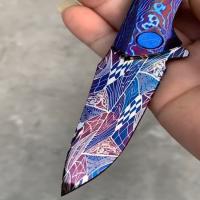 China Custom Fixed Blade Camping Knife High Precision Damascus Texture factory