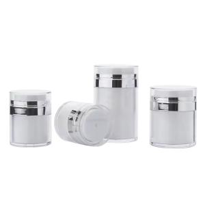 Quality Frosted Airless Pump Jar White Vacuum Cream Jar Round For Moisturizer Cream for sale