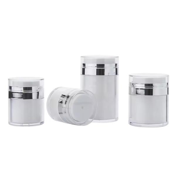 Quality Frosted Airless Pump Jar White Vacuum Cream Jar Round For Moisturizer Cream for sale
