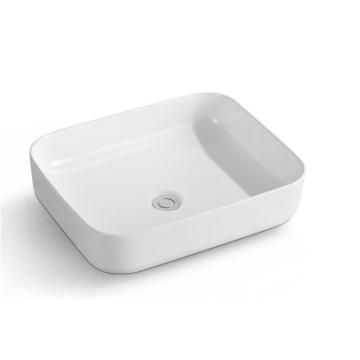 Quality Modern Bathroom Rectangular Above Counter White Ceramic Vessel Vanity Sink for sale