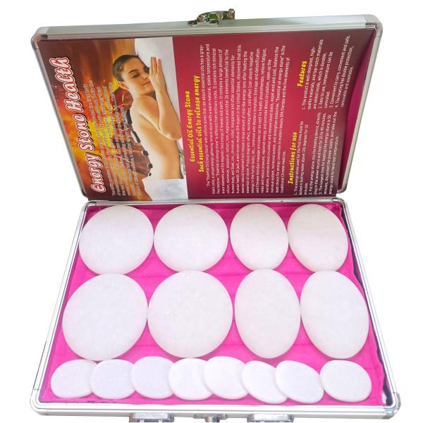 Quality Musical Function 16pcs White Jade Energy Stone Beauty Massage Heater Spa Essential Oil Massage Box For Personal Health Care for sale