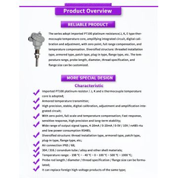 Quality Customizable Range UNIVO UBW200Y Thermocouple Sensors for Precise Temperature for sale