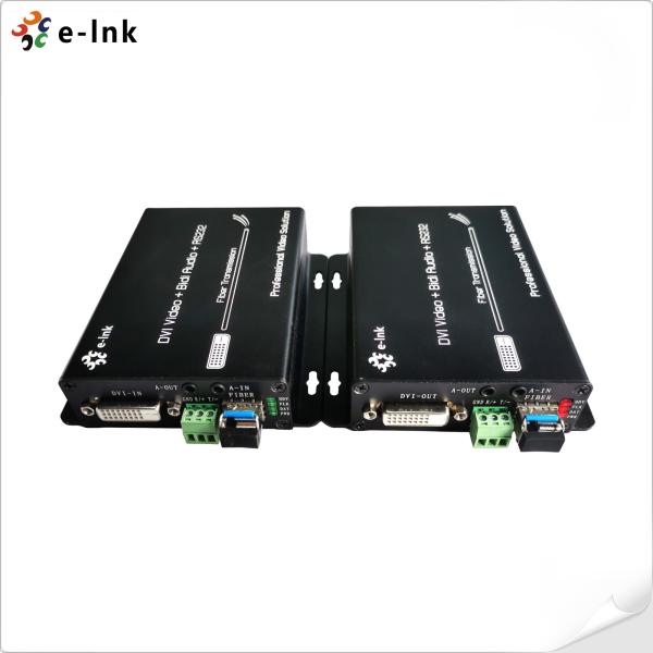 Quality DVI + 1Ch Bidirectional Stereo Audio + 1Ch RS232 over Fiber Optic Extender for sale