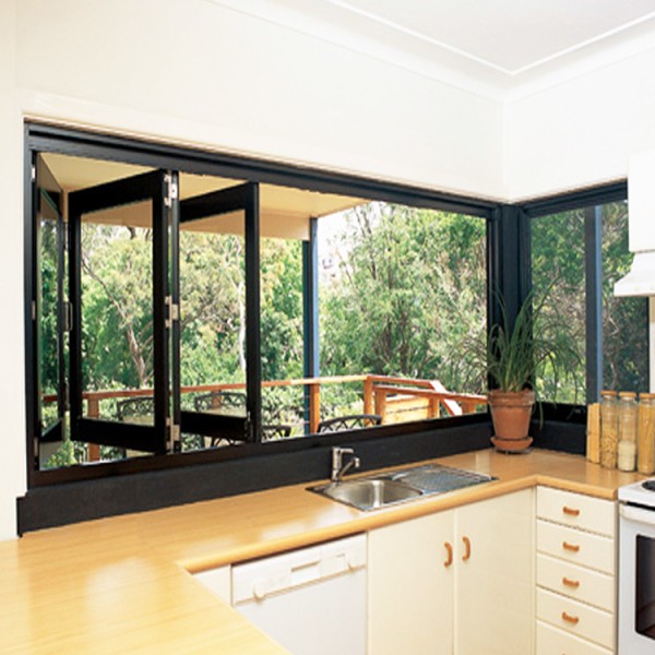 Quality Frameless Double Glazing Glass Sheet Folding Windows Design With Accessories Manufacturing Company for sale