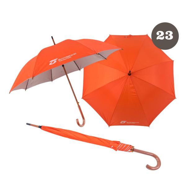 Quality Auto Open Full Body Umbrella Orange Custom Bank Logo Hook Handle with 100cm for sale
