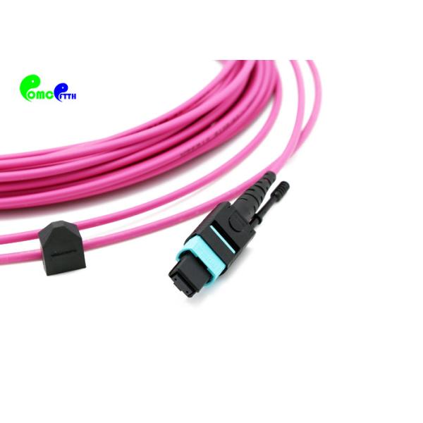Quality MTP Trunk Cable OM4 12F 3.0mm MTP Female 50 / 125μm With Push / Pull Tab Magenta for sale
