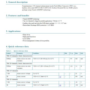 Quality PMCXB900UE 20V complementary N/P-channel Trench MOSFET N P Channel Mosfet for sale