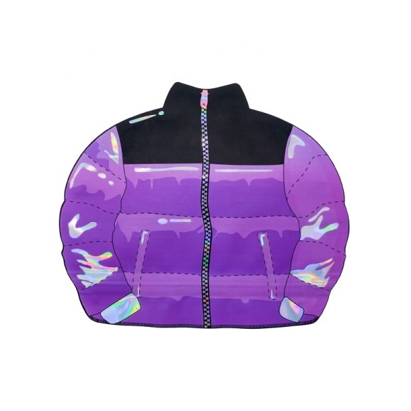 Quality 3.5 oz Custom Shaped Mylar Bags Puffer Jacket Silhouette | Odor Proof PET VMPET PE Recyclable Food Sachet Shape Zipper Pouch Retail OEM Factory for sale