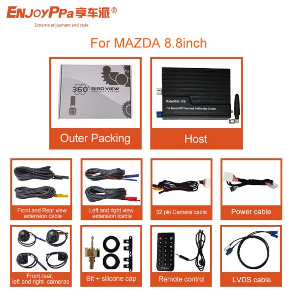 Quality Waterproof HD Night Vision 360 Car Camera System For Mazda 8.8Inch Screen for sale