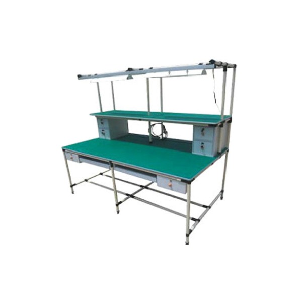 Quality Pipe Workbench Modular Tube Workstation Desk With Drawer / Light Lamp for sale