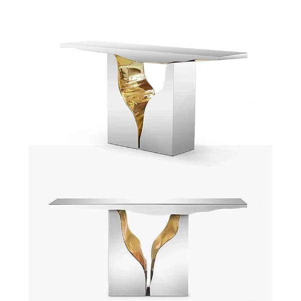 Quality Modern Art Minimalist Marble Entryway Table Stainless Wooden for sale