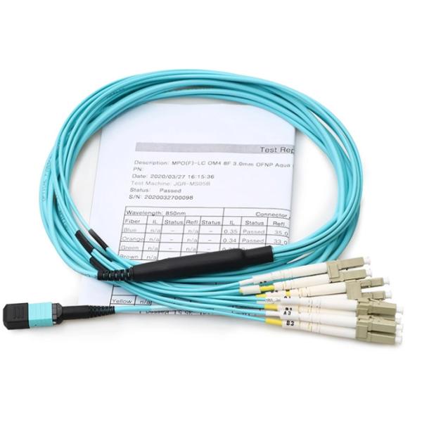 Quality MTP / MPO-LC Sm Optical Fiber Patch Cable Round Cable Fanout 2.0mm for sale