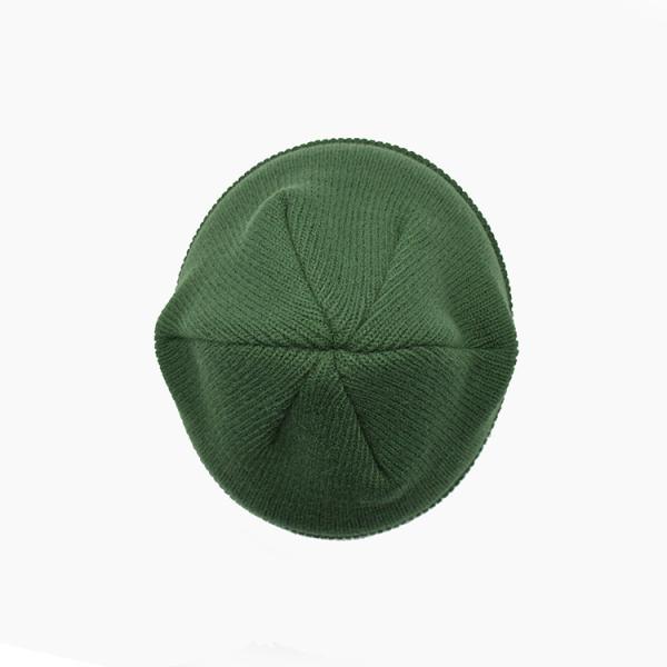 Quality OEM Unique Green Knit Beanie Hats With Embroidery Pattern for sale