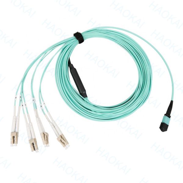 Quality Breakout MPO OM3 Patch Cord LC Connector Multimode Fiber Optic Patch Cables for sale