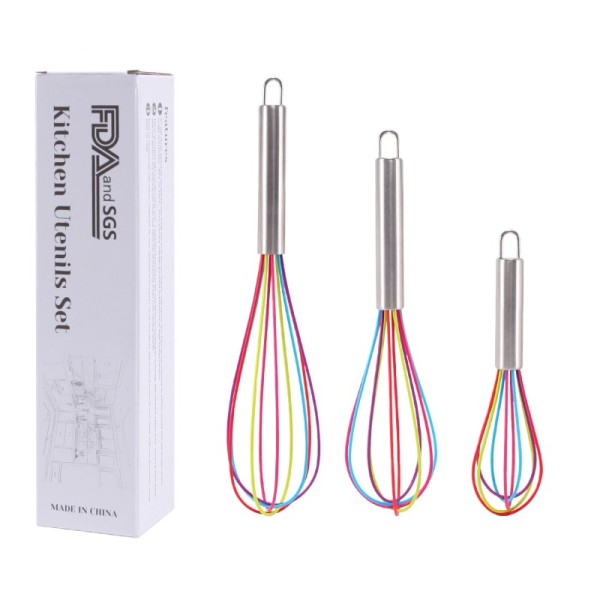 Quality Silicone Whisks and Stirrers Set Non-Slip Kitchen Mixing Tools for sale