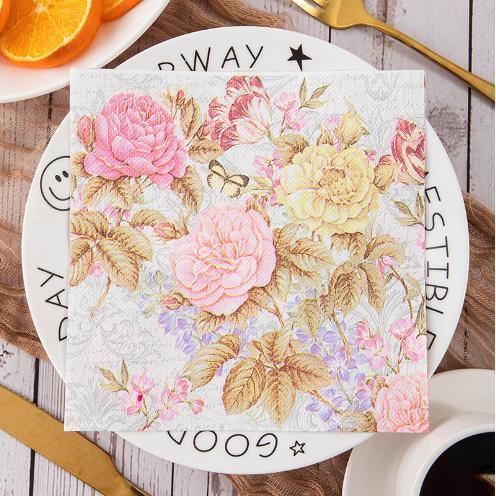 Disposable Flora Cartoon Printed Napkin Party Decoration Colorful Tissue