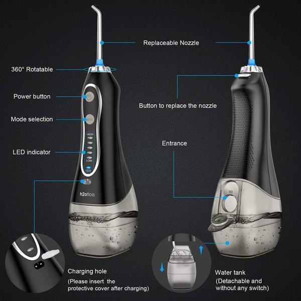 Quality 300ml Tank Water Flosser Dental Floss Water Jet With 8 Nozzles ODM OEM Available for sale