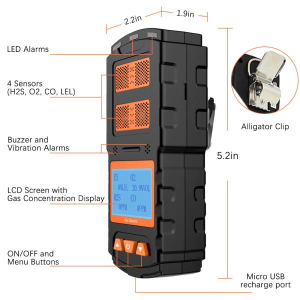 Quality ODM Rugged Multigas Detector 4In1 For Confined Space Carbon Monoxide Leak for sale