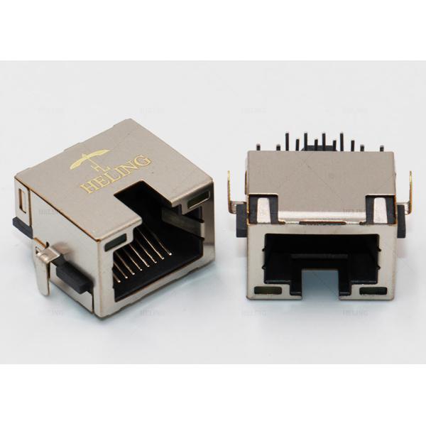 Quality 8P8C Brass Shielded PCB RJ45 Jack , Brass Shielded PCB Mount RJ45 Connector for sale