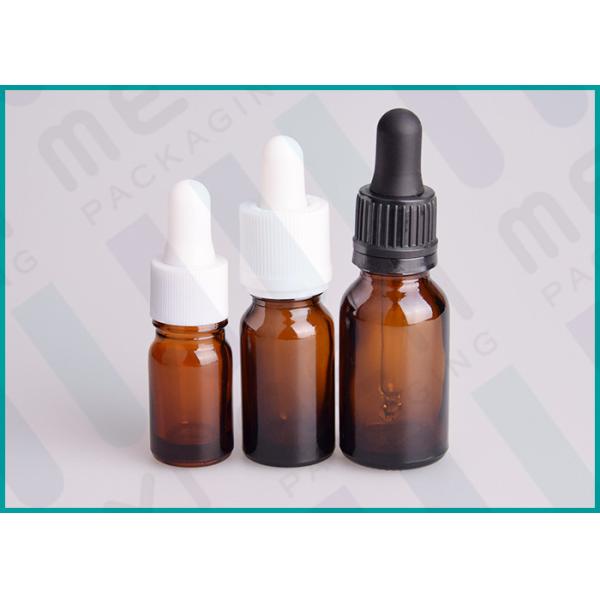 Quality 5ml - 100ml Amber Dropper Bottles , Cosmetic Essential Oil Dropper Bottle for sale