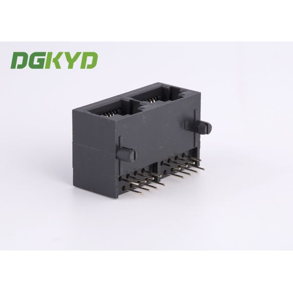 Quality Customized PBT black tab down 1 x 2 double port RJ45 keystone jack for sale