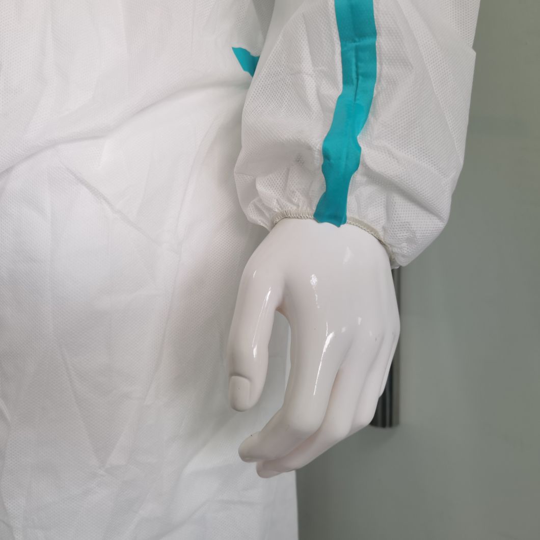 Dustproof Anti-Virus CE Type5&6 Disposable Isolation SMS Coverall with Stick Strip