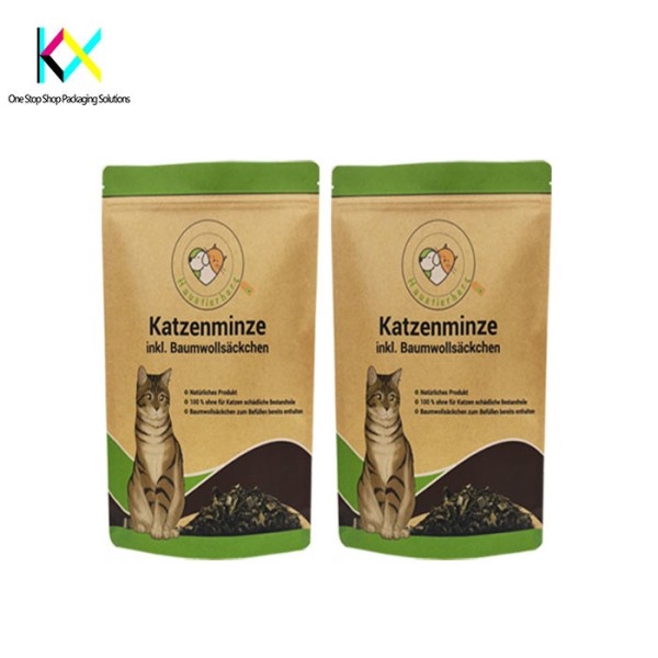 Quality Moistrure Proof Kraft Zipper Pouch Pet Food Packaging Pouch Rotogravure Printed for sale