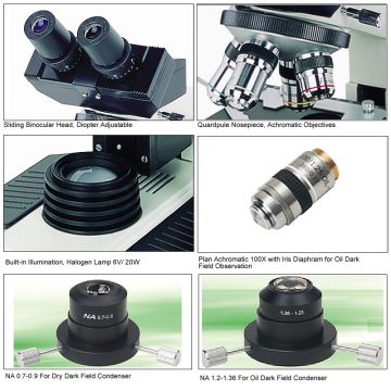 Quality A10.1007 Dark Field Microscope Sliding Trinocular Quadruple Achromatic for sale