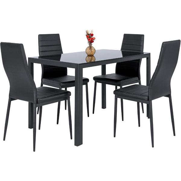 Quality Tempered Glass 75cm Metal Legs 27kgs Modern Dining Room Sets for sale