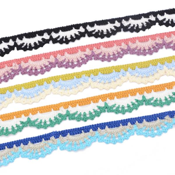 Quality KJ20058 Colorful Shell 3cm Embroidery Lace Trim for sale