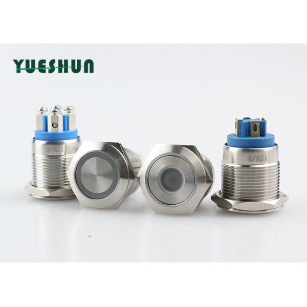 Quality Lighted Momentary Normally Open Push Button Switch 2A 36V DC Blue Red Color LED Illuminated for sale