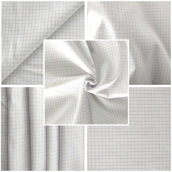 Quality White Cotton Polyester Carbon 4mm Grid Anti Static Tessuto Panno for sale
