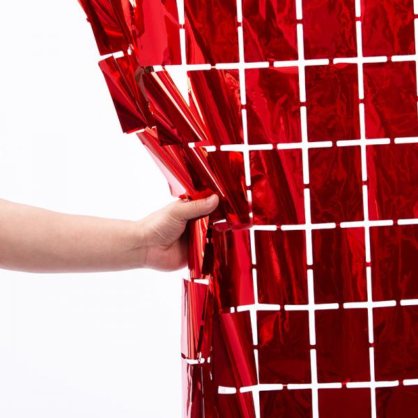 Quality Modern Grid Square Foil Fringe Curtain For Elegant Living Room Party Decorations for sale