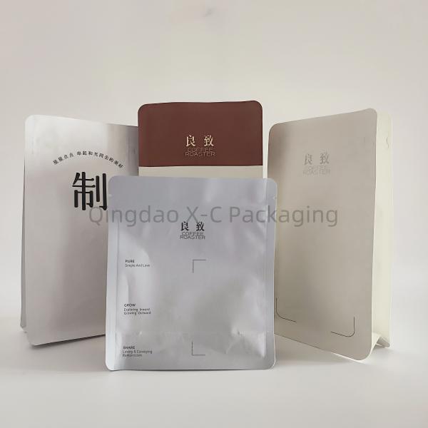 Quality Flat Bottom 8 Side Sealing Bag Plastic Heat Sealing Pouch With Zip Lock One Way Valve for sale