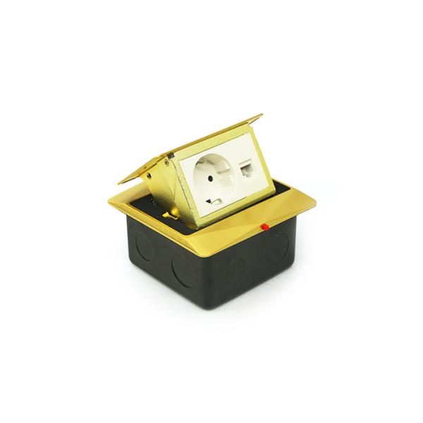 Quality Splash Proof Floor Mounted Power Outlet Golden Color With Internet Data CAT5 for sale
