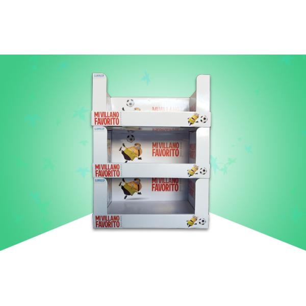 Quality 4 Colors CMYK Minion PDQ Cardboard Trays With Stackable Design for Kid Drink for sale
