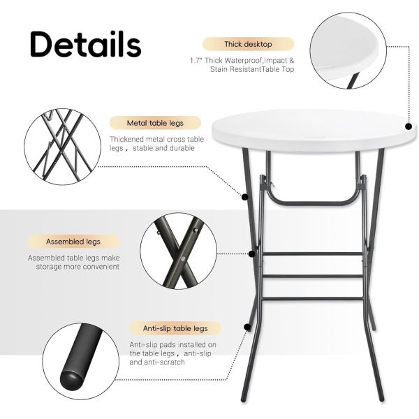 Quality Indoor Outdoor Gathering High Top Table Bar Height Folding Table for Bar for sale