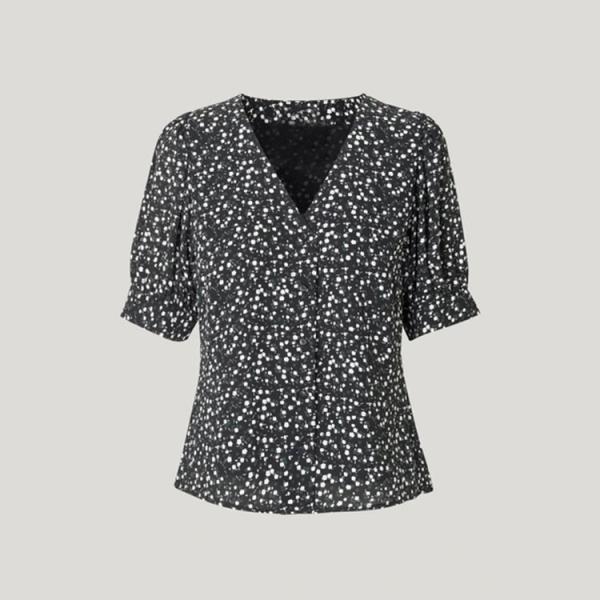 Quality GRS recycled Polyester Womens Short Sleeve Blouses for sale