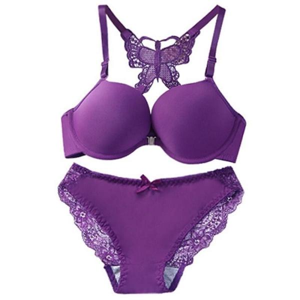 Quality Back Front Closure Custom Underwear Set Women Cross Butterfly Bras Panties Set for sale