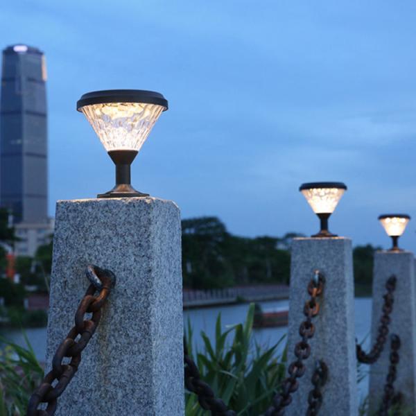 Quality Solar Waterproof Led Post Lights Outdoor Column Headlight Pillar Fence Lamp with for sale