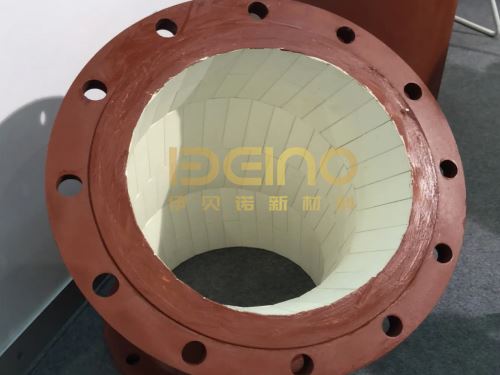 Tee pipe lined with ceramic