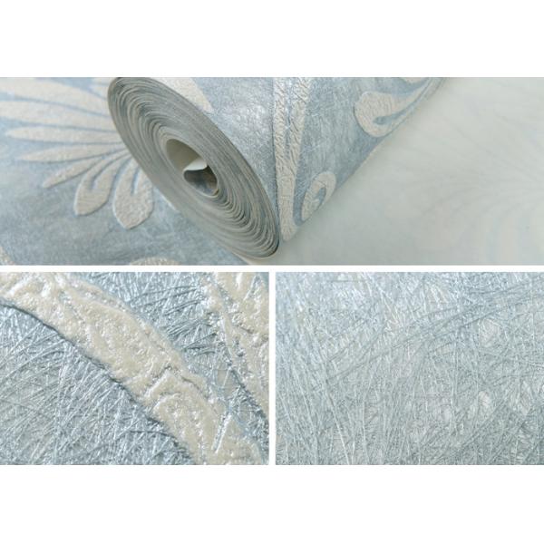 Quality Soundproof Removable European Style Wallpaper , Blue 3d Silver Wallpaper for sale