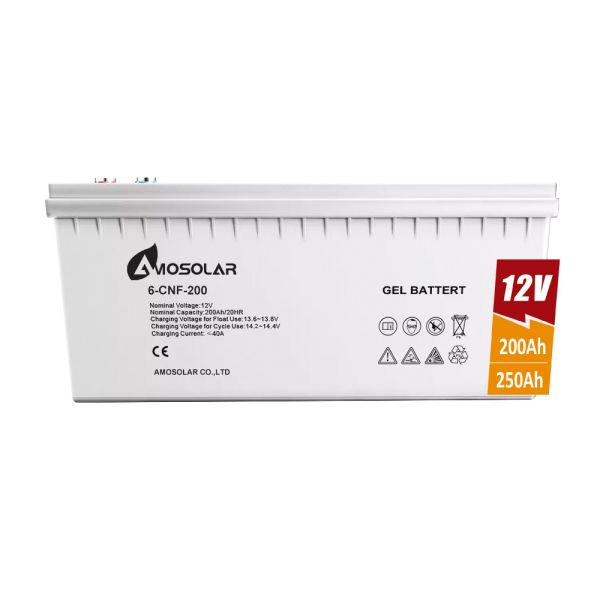 Quality Amosolar GEL Lead Acid Battery 12v 200AH 50ah 100ah 120ah 150ah 250ah Chargeable NO for sale