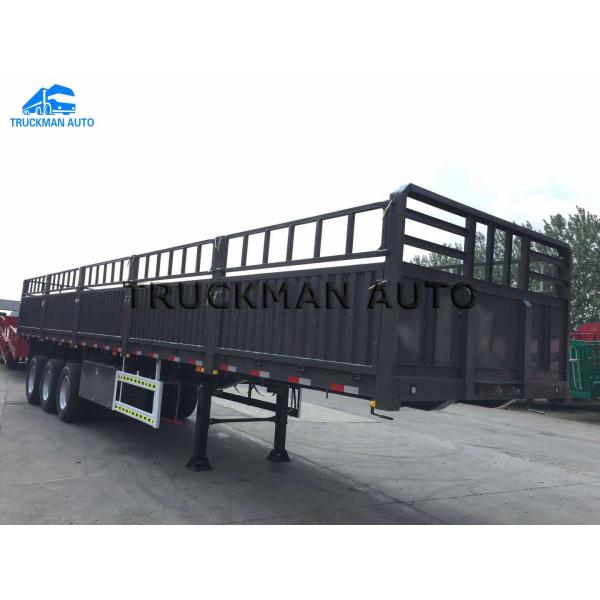 Quality Grey / Red Side Wall Semi Trailer 50 Tons Loading For 40" Container Bulk Goods for sale