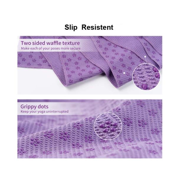 Quality ODM purple Non Slip Hot Microfiber Yoga Towel With Grips for sale