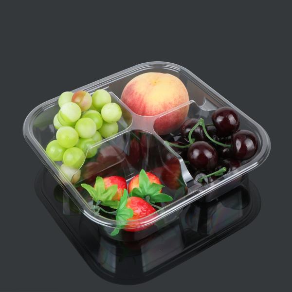 Quality Fruit Packaging 5cm Disposable Plastic Food Box With Divider for sale
