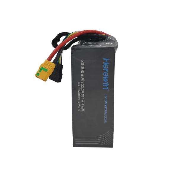Quality 22.2V 6S1P Pouch Soft Pack Uav Battery Pack 30000 MAh 77*107*227mm for sale