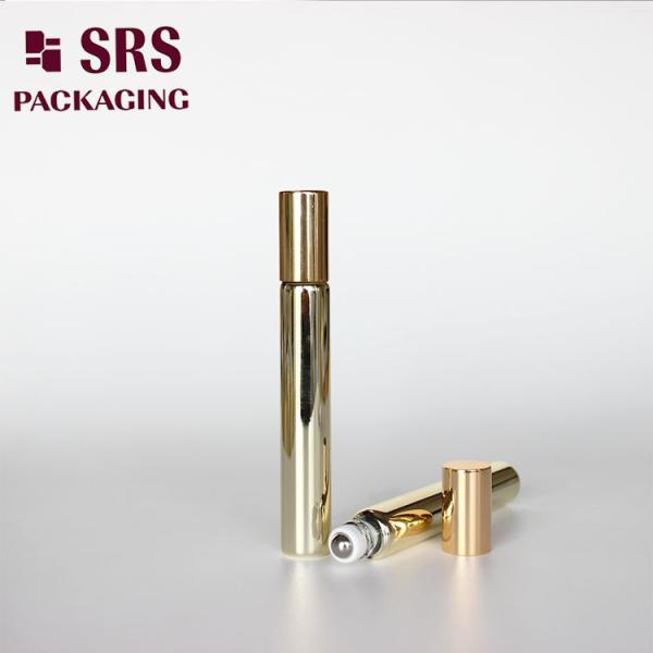 Quality SRS cosmetic empty 10ml gold glass roller ball perfume bottle for sale